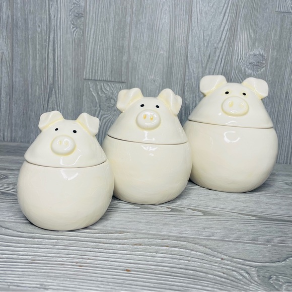Kitchen | Wmg 3 Pig Kitchen Cookie Jar Canister Small Medium Lg Pink ...